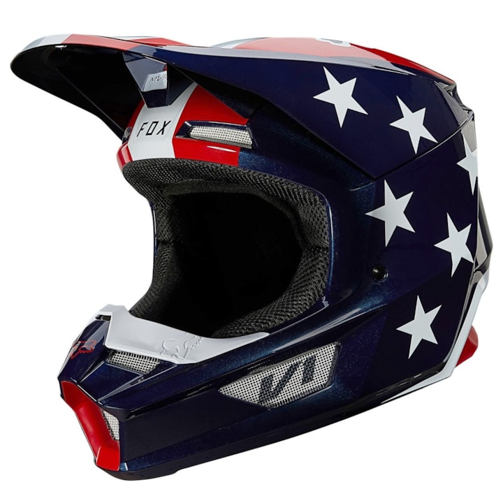 Capacete Fox V1 Ultra Branco Azul