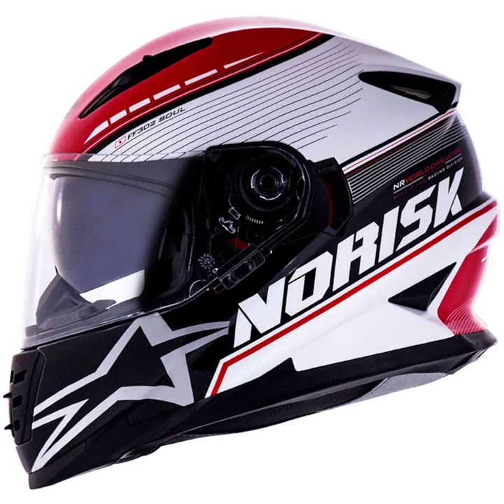 Capacete Norisk Ff302 Soul Grand Prix Japan Preto Branco Vermelho